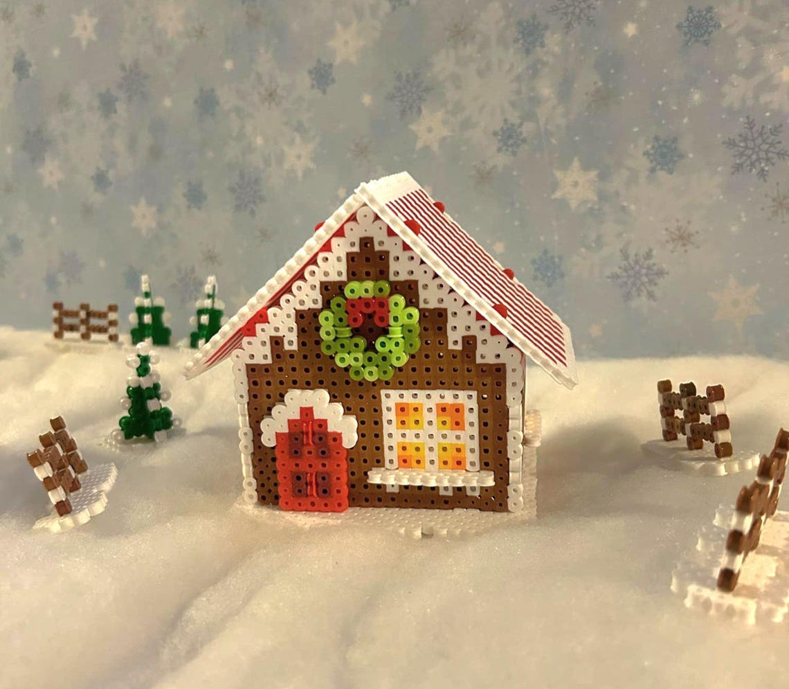 Gingerbread Perler Bead House - Christmas Table Decor - DIY Kit Option ...