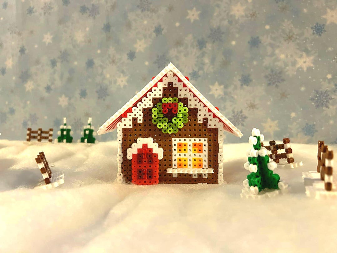 Gingerbread Perler Bead House - Christmas Table Decor - DIY Kit Option ...