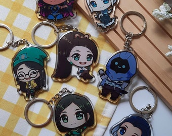 Valorant Acrylic Glitter Epoxy Keychain Charm Jett, Killjoy, Sage - Etsy