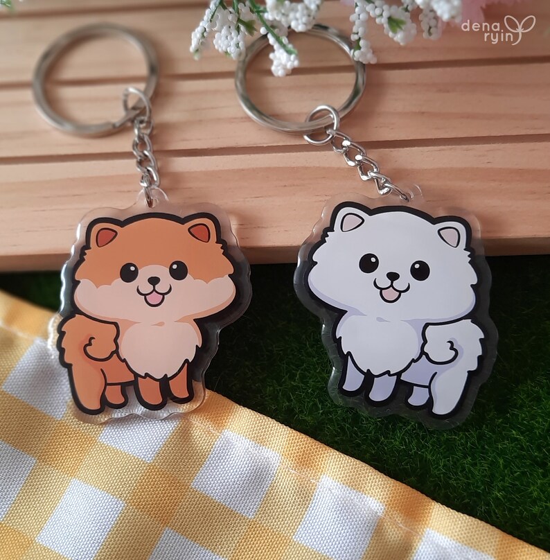 Pomeranian Dog Keychain, Cute Chibi Dog Acrylic Charm - Etsy