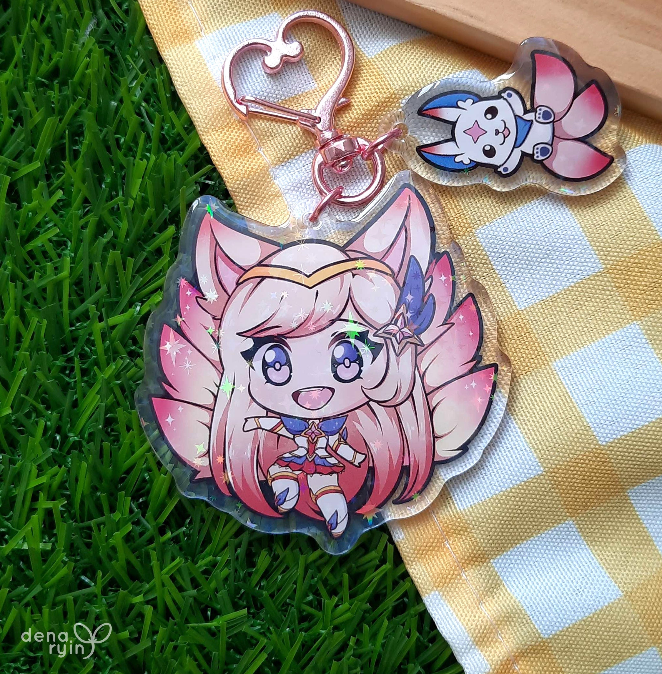 Star Guardian Ahri and Xayah Gaming Keychain, Cute Champion Charm ...