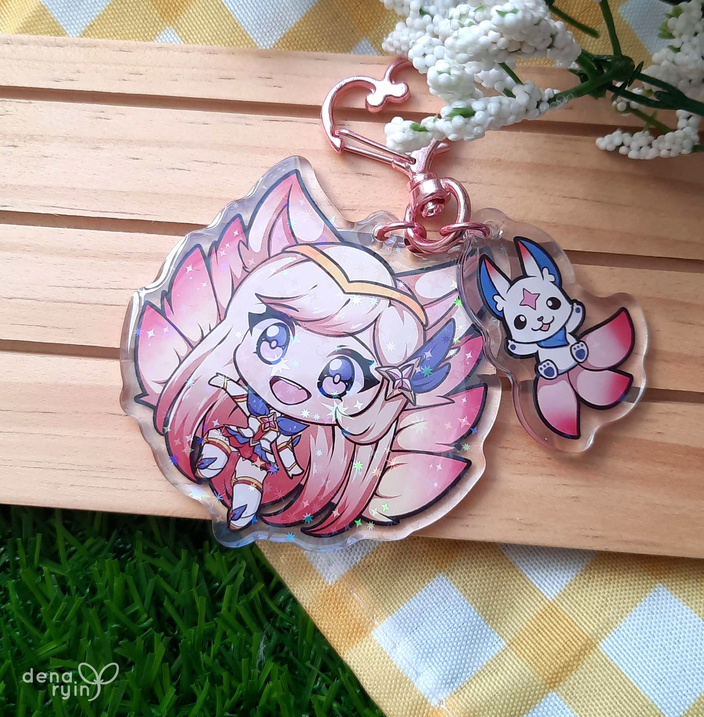 Star Guardian Ahri and Xayah Gaming Keychain, Cute Champion Charm ...