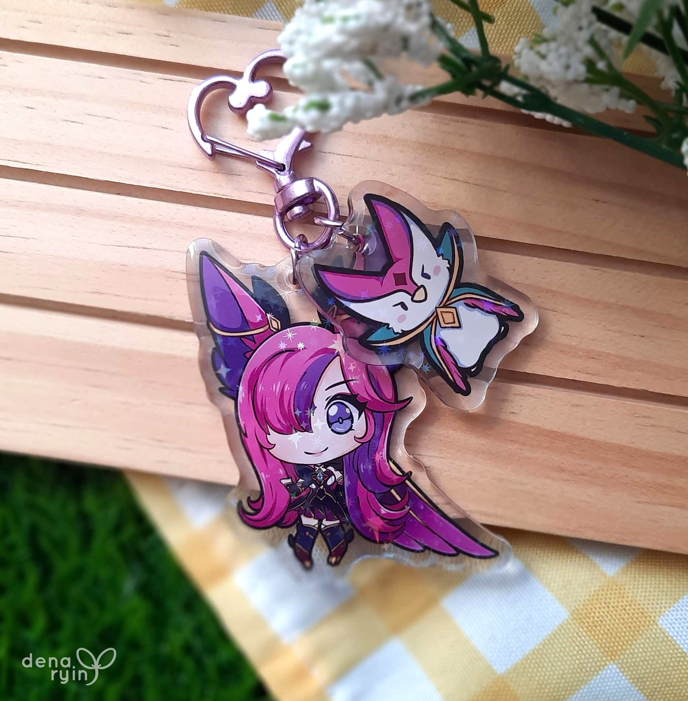 Star Guardian Ahri and Xayah Gaming Keychain, Cute Champion Charm ...