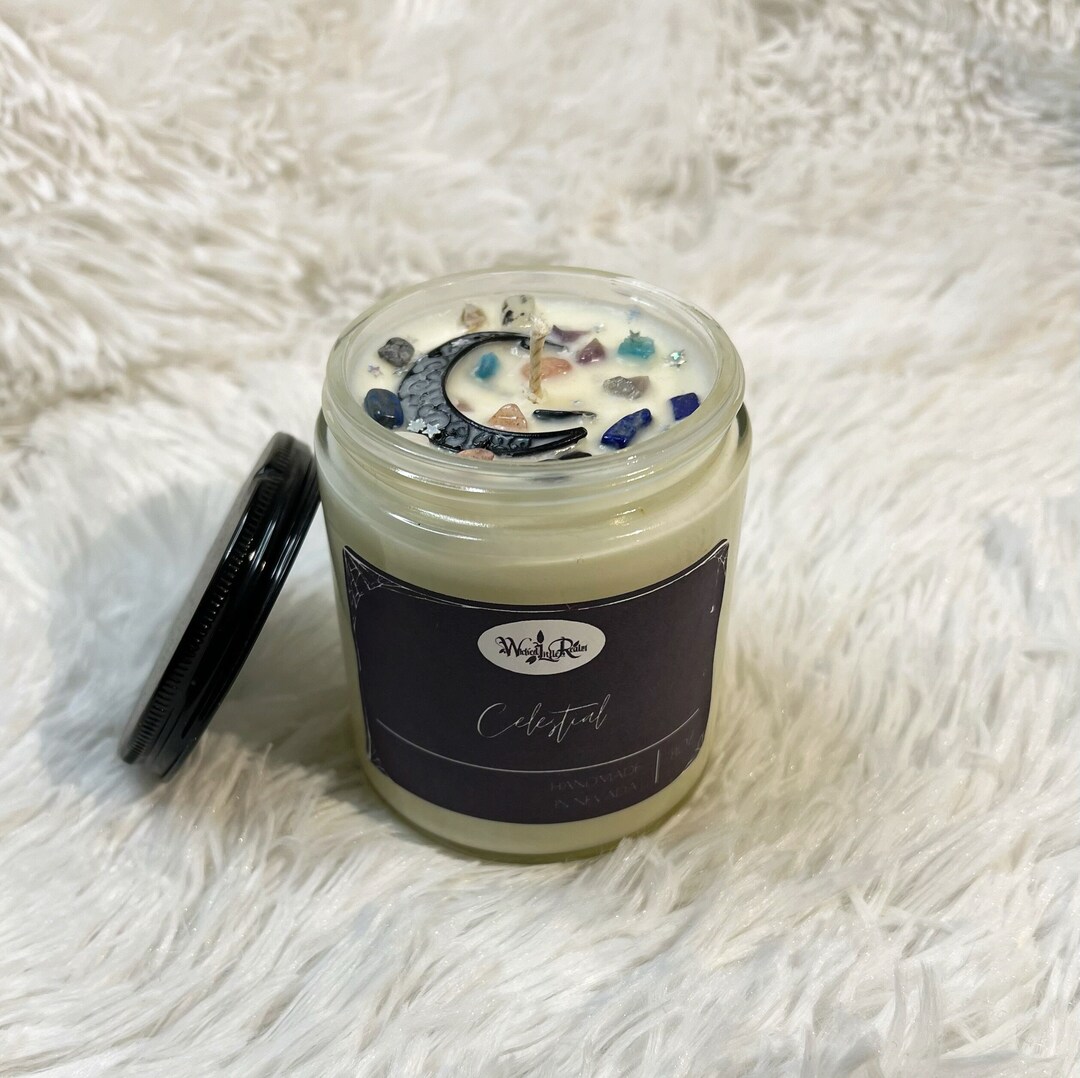 Celestial Crystal Candle - Magic - Mystical - Astrology - Moon Charm ...