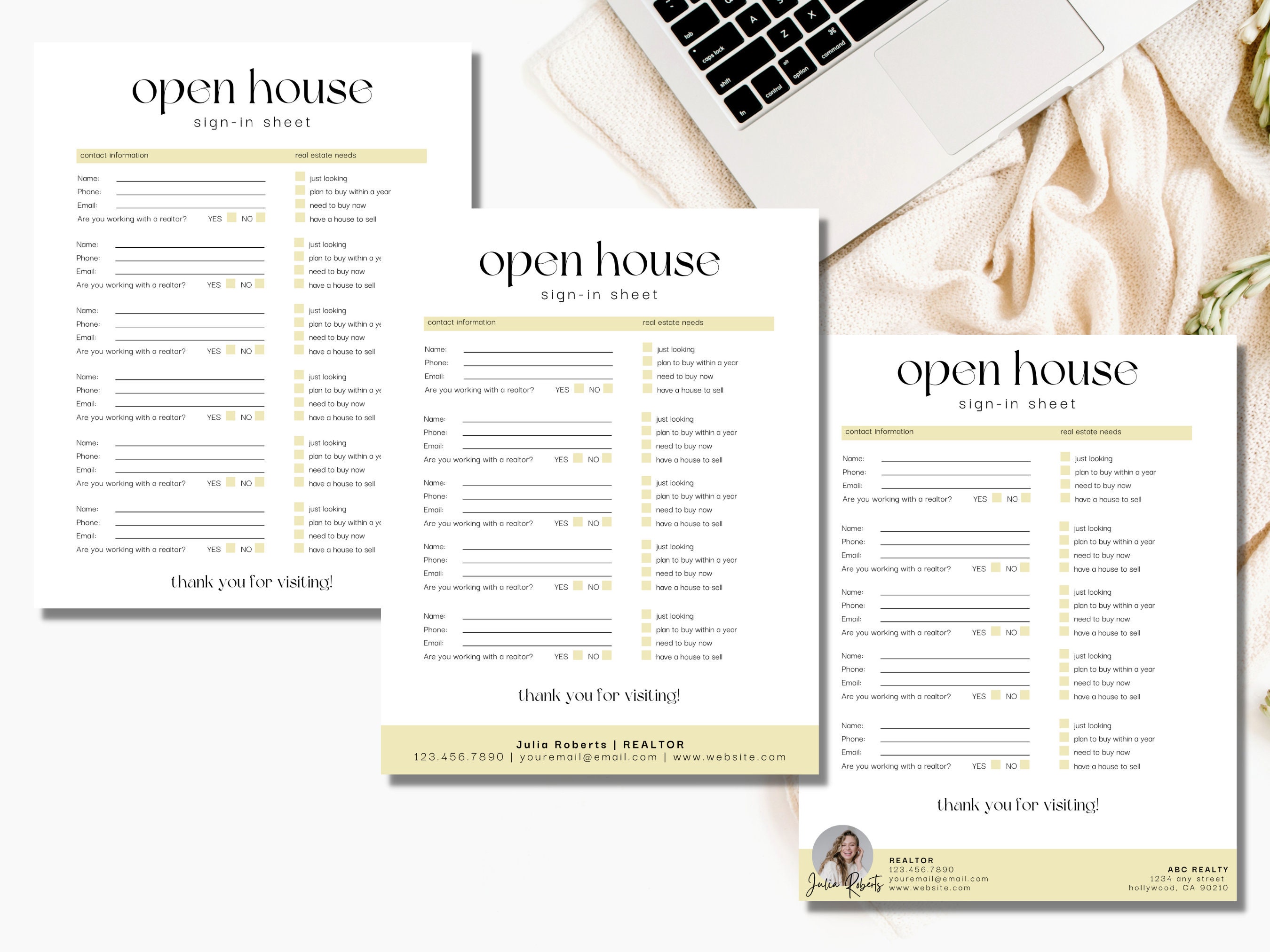 Open House Sign in Sheet Editable Canva Template & Pdfs Real Estate ...