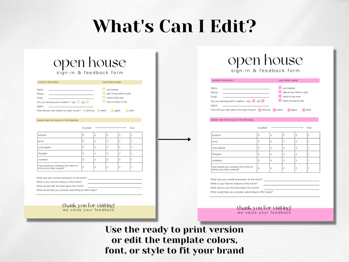 Real Estate Sign in and Feedback Form | Real Estate Marketing | Canva ...