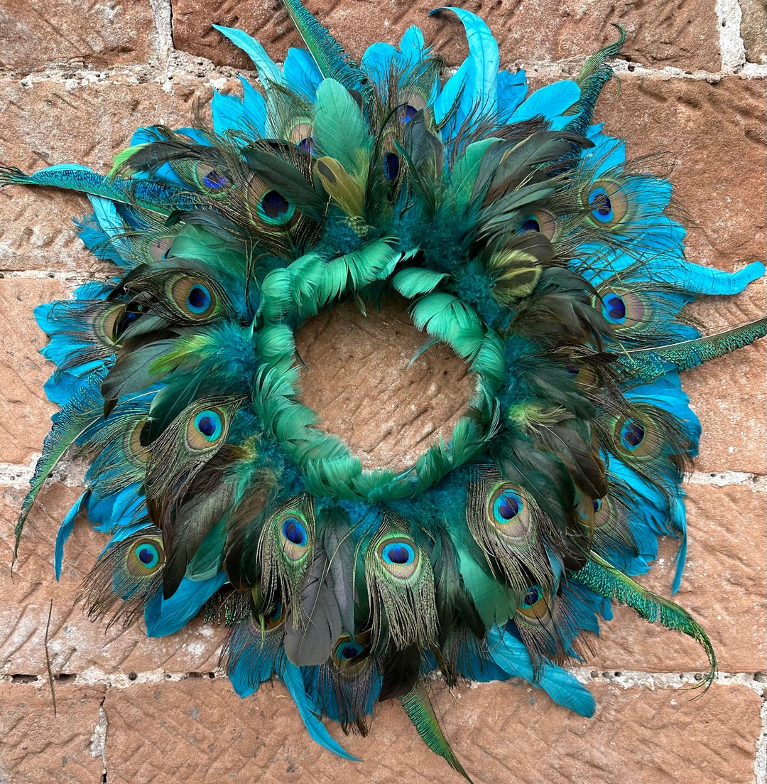 Peacock Goose and Rooster Feather Wreath 21 Inches Diameter - Etsy