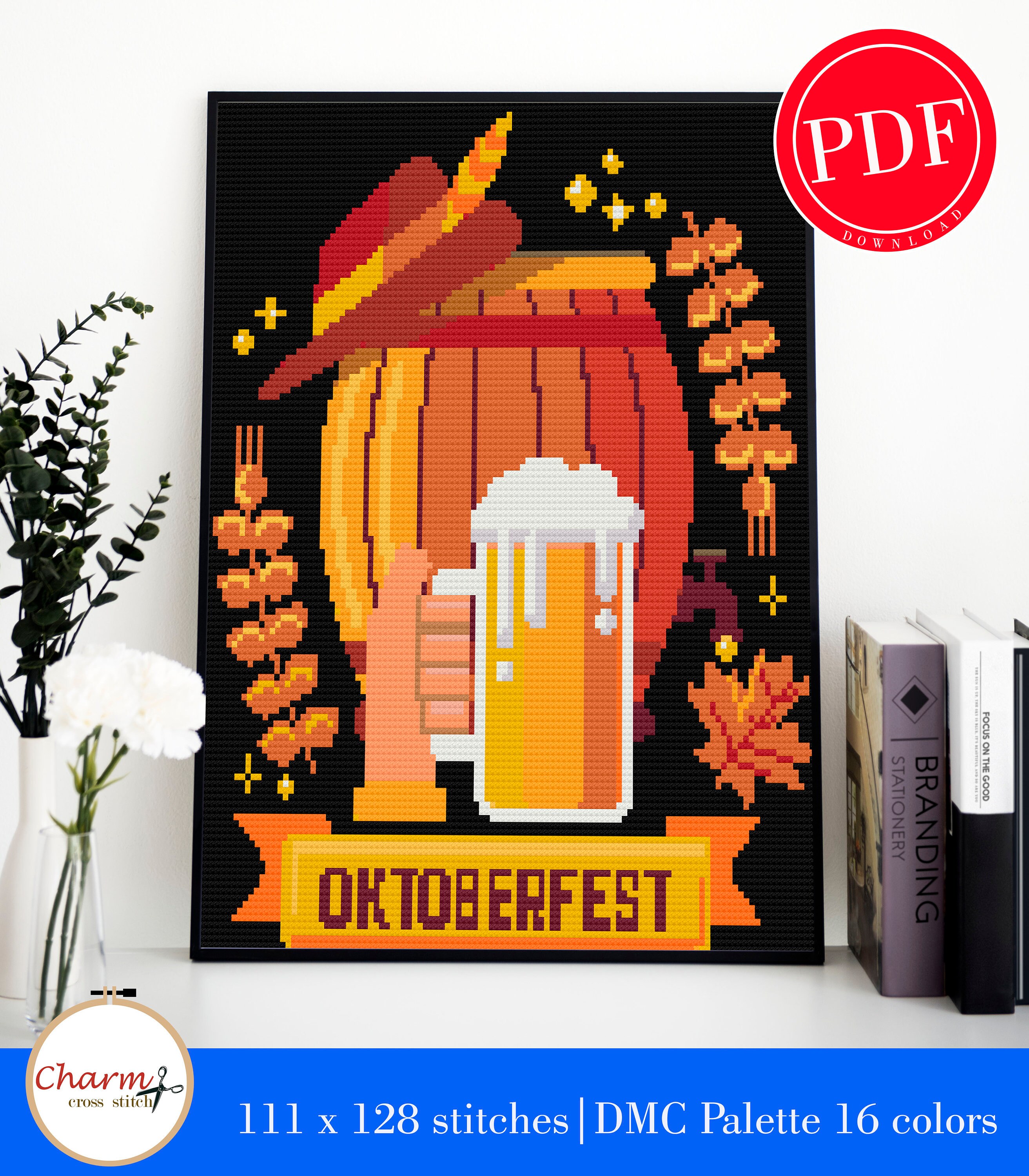 Beer Cross Stitch Pattern, Oktoberfest, Beer Germany, Embroidery ...