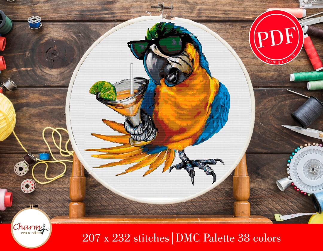 Scarlet Macaw Cross Stitch Pattern – Tropical Bird (PDF Pattern) - Etsy