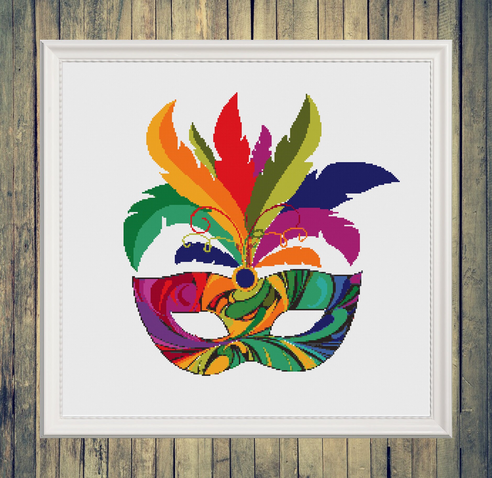 Mask Cross Stitch Pattern. Modern Cross Stitch Pattern. Carnival ...