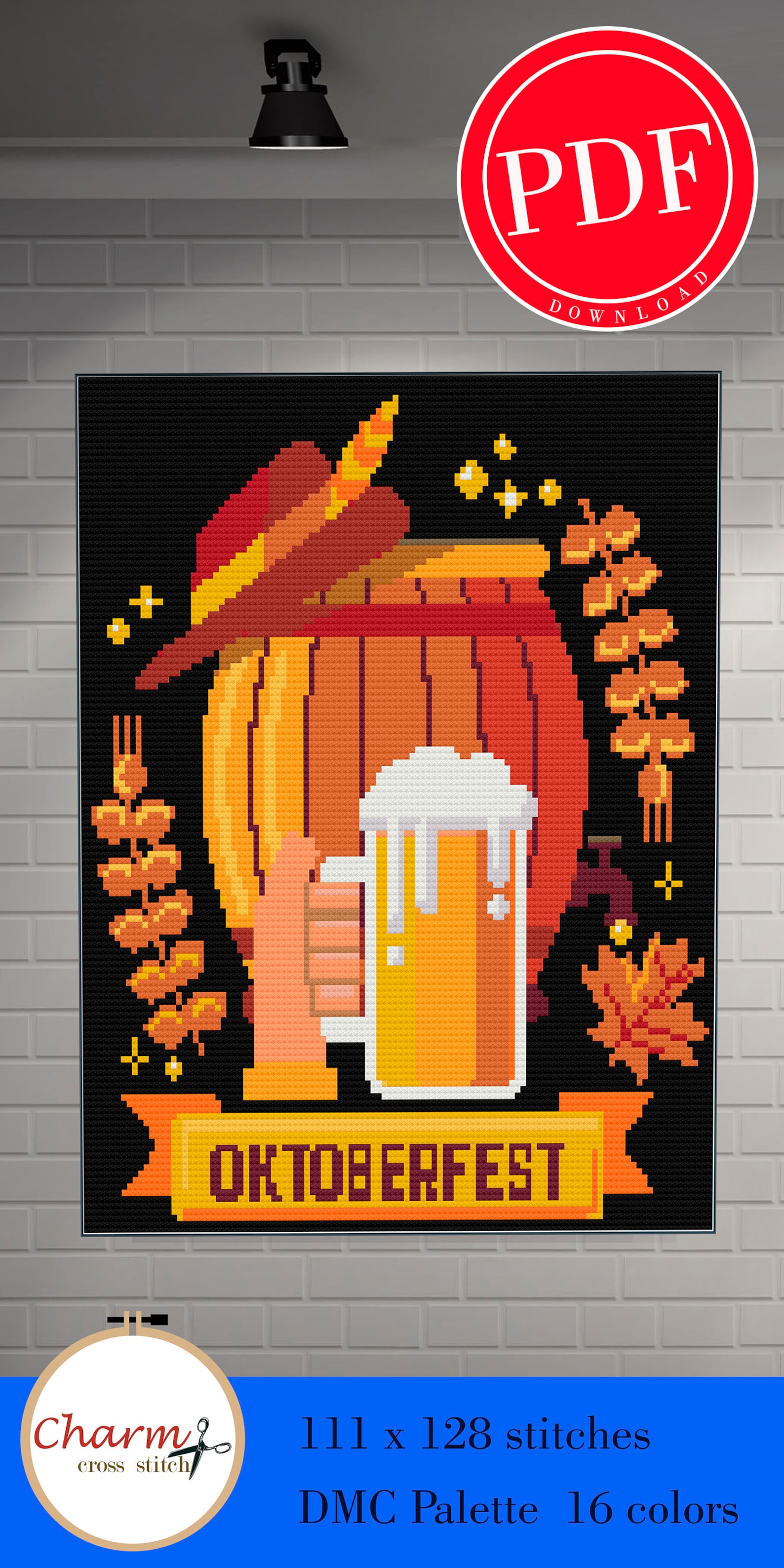 Beer Cross Stitch Pattern, Oktoberfest, Beer Germany, Embroidery ...