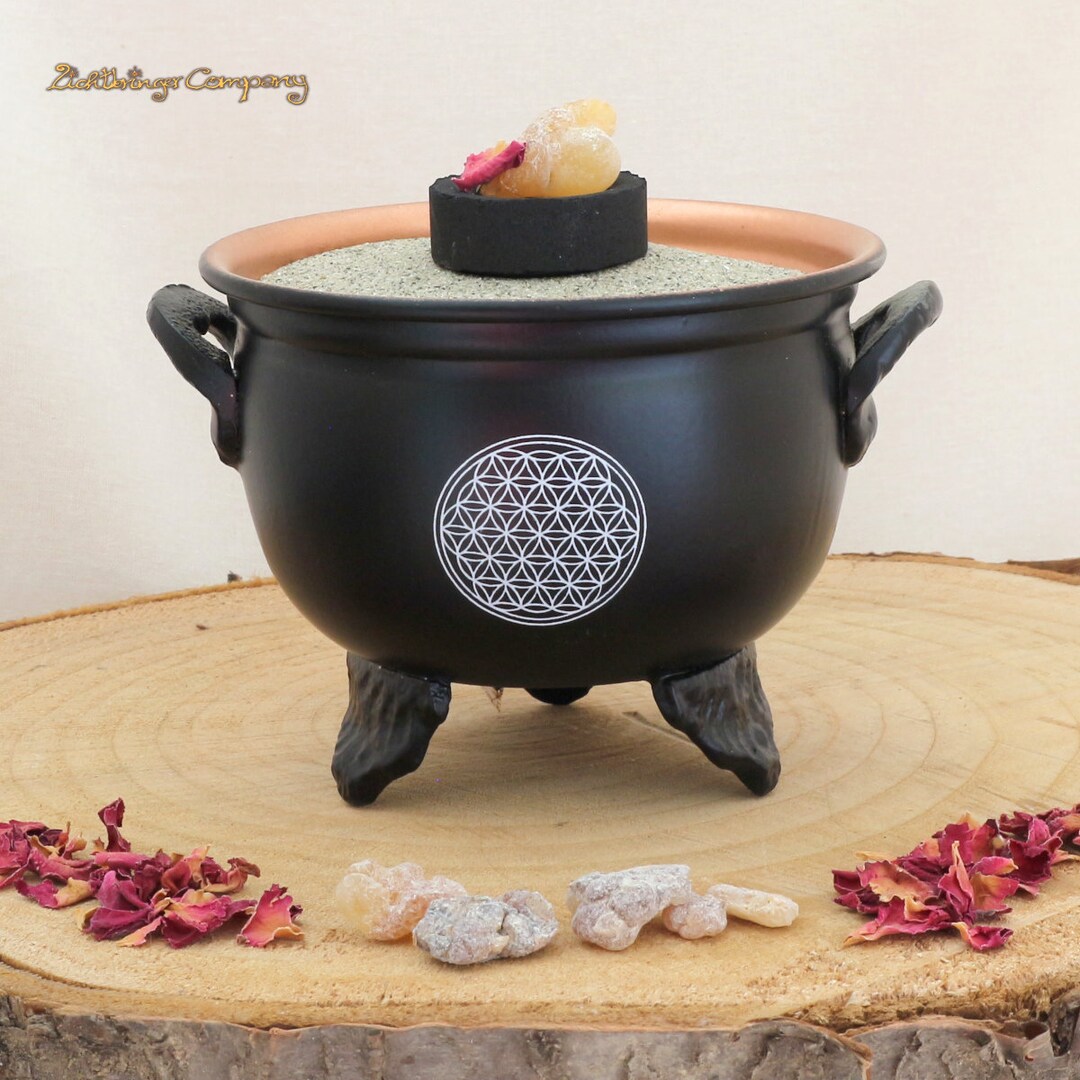 Incense Cauldron With Flower of Life Cauldron Witch's - Etsy