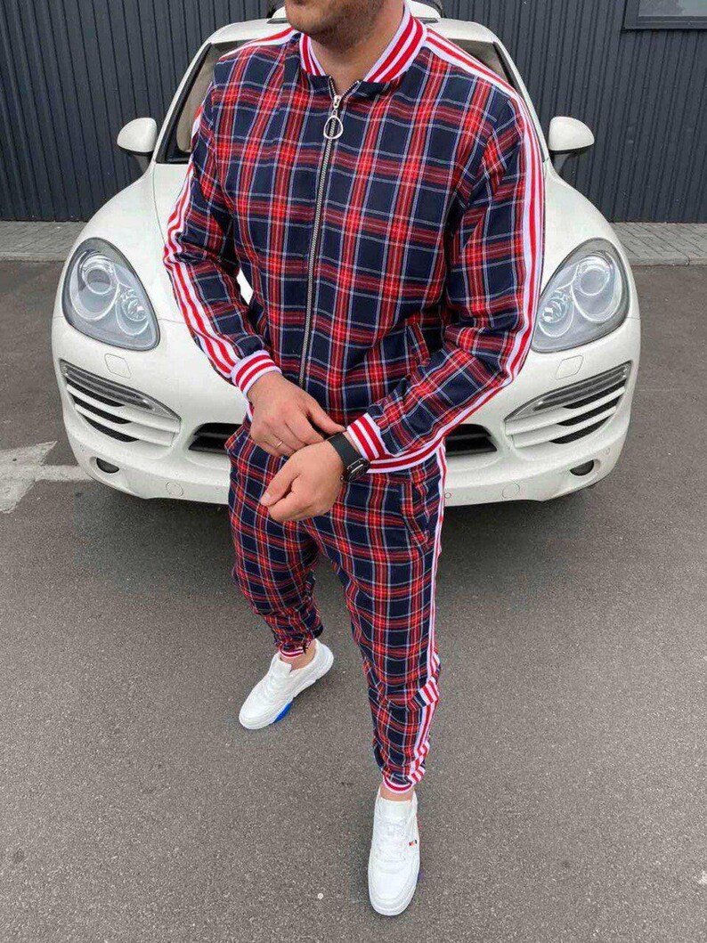Tracksuit Gentlemen /gentlemen Tartan/man Smart Tracksuit/mens Designer ...