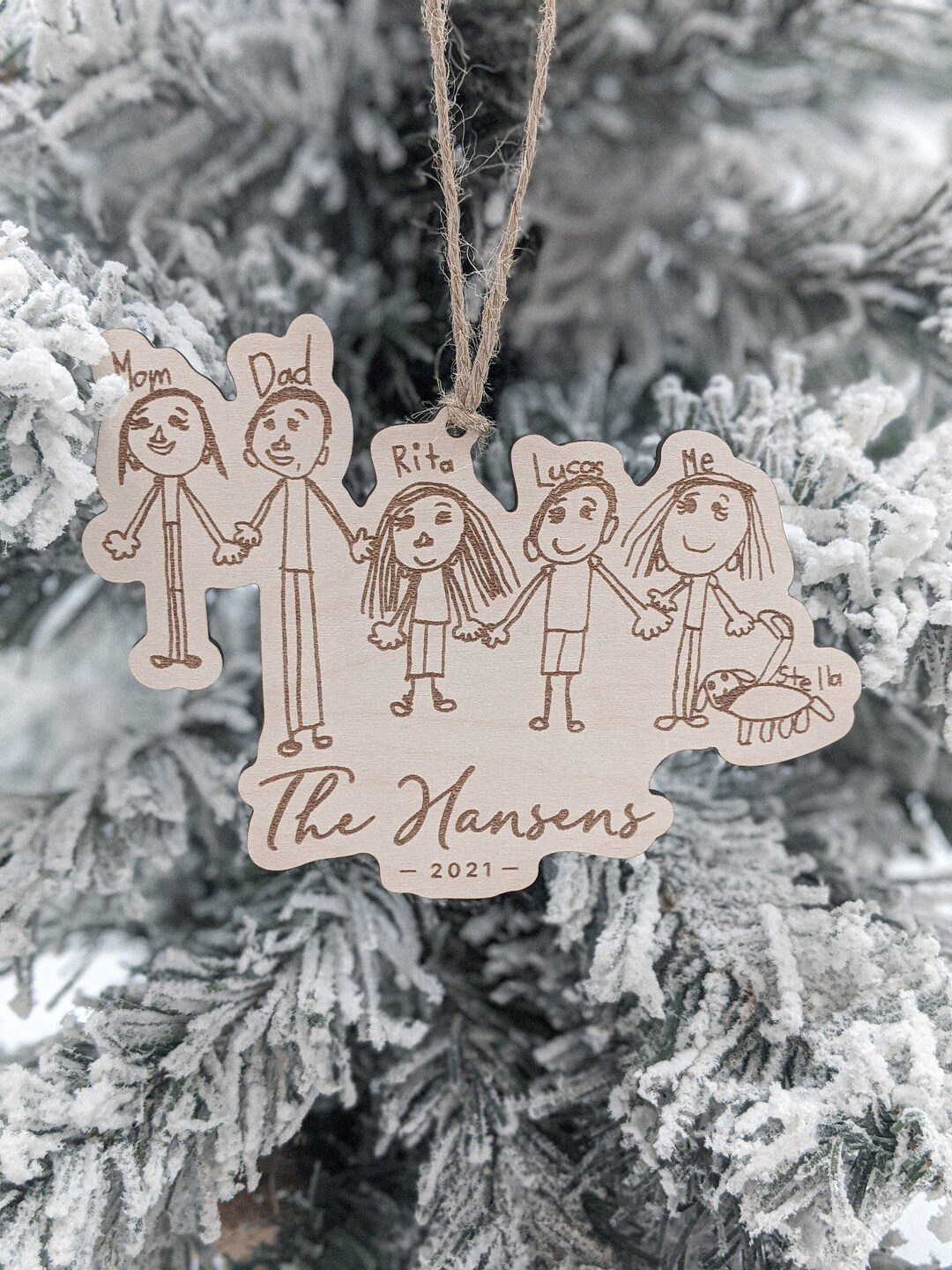 Family Ornament, Your Child's Christmas Keepsake, Kid's Handwriting ...