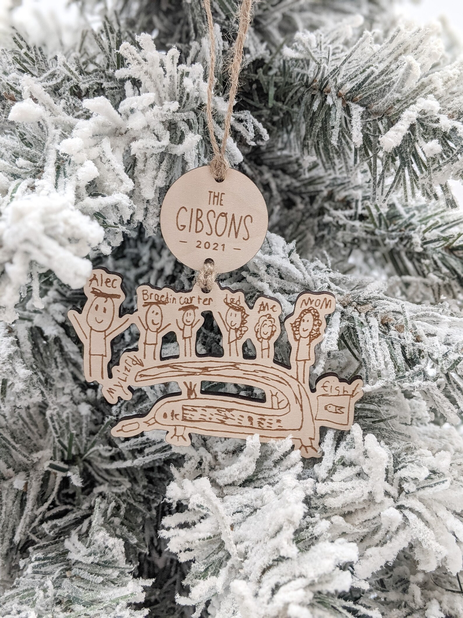Family Ornament, Your Child's Christmas Keepsake, Kid's Handwriting ...