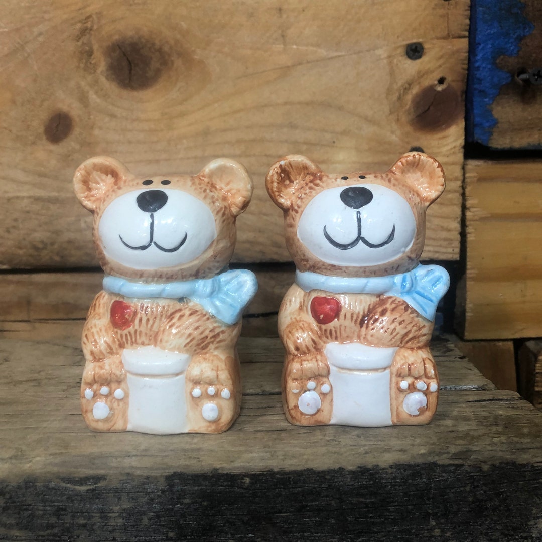 Vtg Salt Pepper Teddy Bears Checkers - Etsy