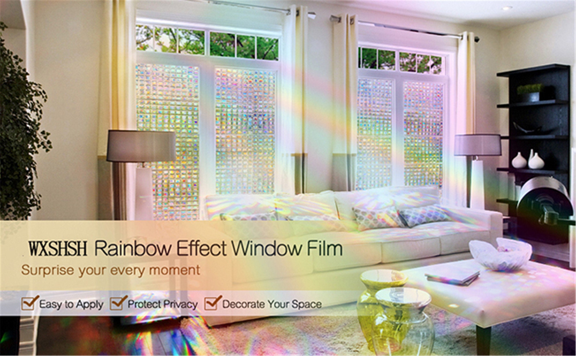 Rainbow Decorative Window Film Tinted Static Self Adhesive | Etsy Canada