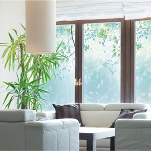 Custom Size Electrostatic Window Sticker Green Trees Decorative Privacy ...