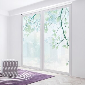 Custom Size Electrostatic Window Sticker Green Trees Decorative Privacy ...