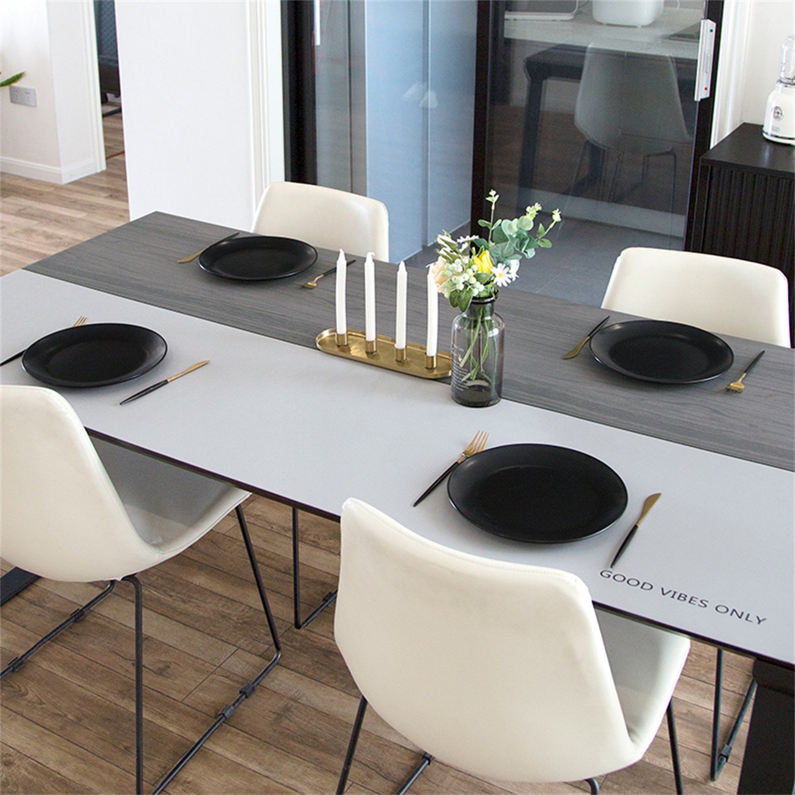 Creative Wood Grain PVC Leather Table Mat Waterproof Oilproof Heat ...