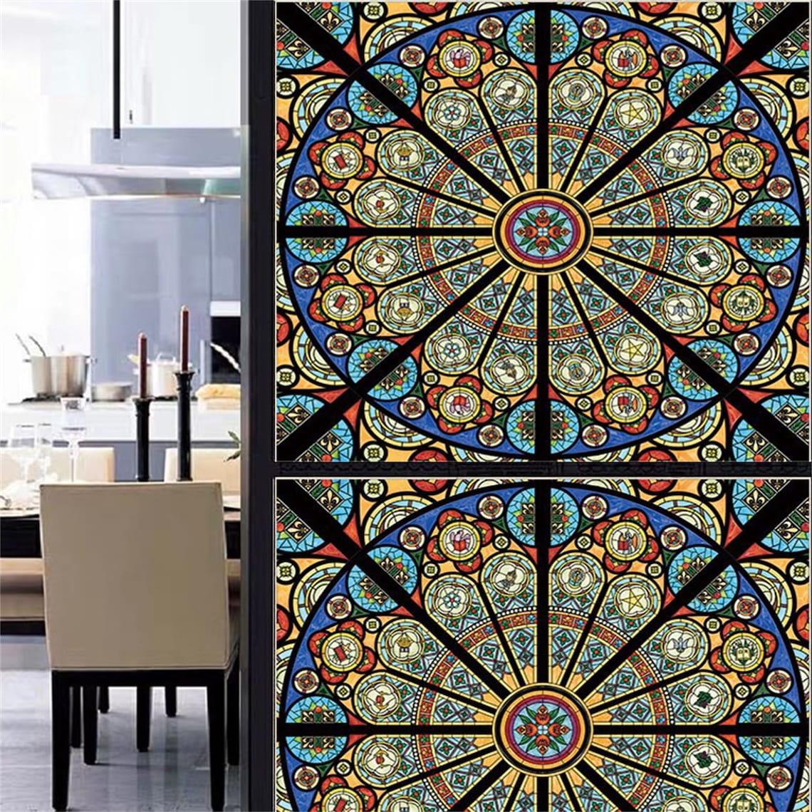 Custom Size Rose Stained Glass Window Films Frosted Privacy | Etsy