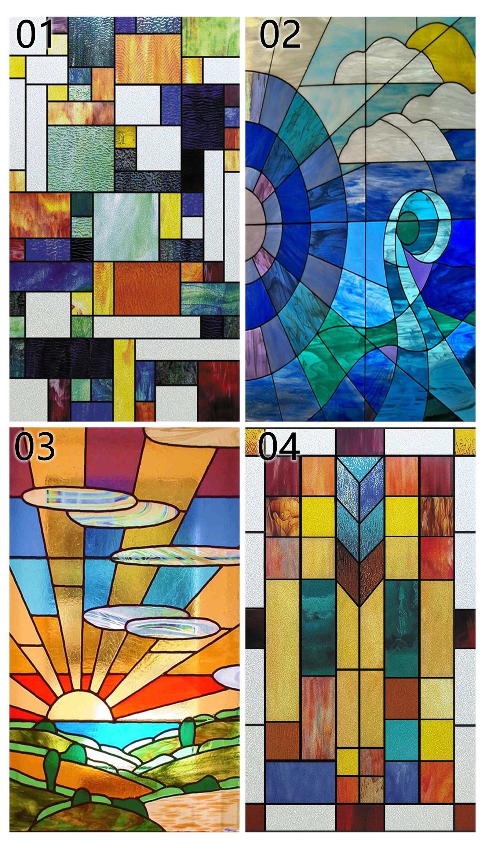 Custom Size Window Film Stained Glass Stickers Static Cling - Etsy