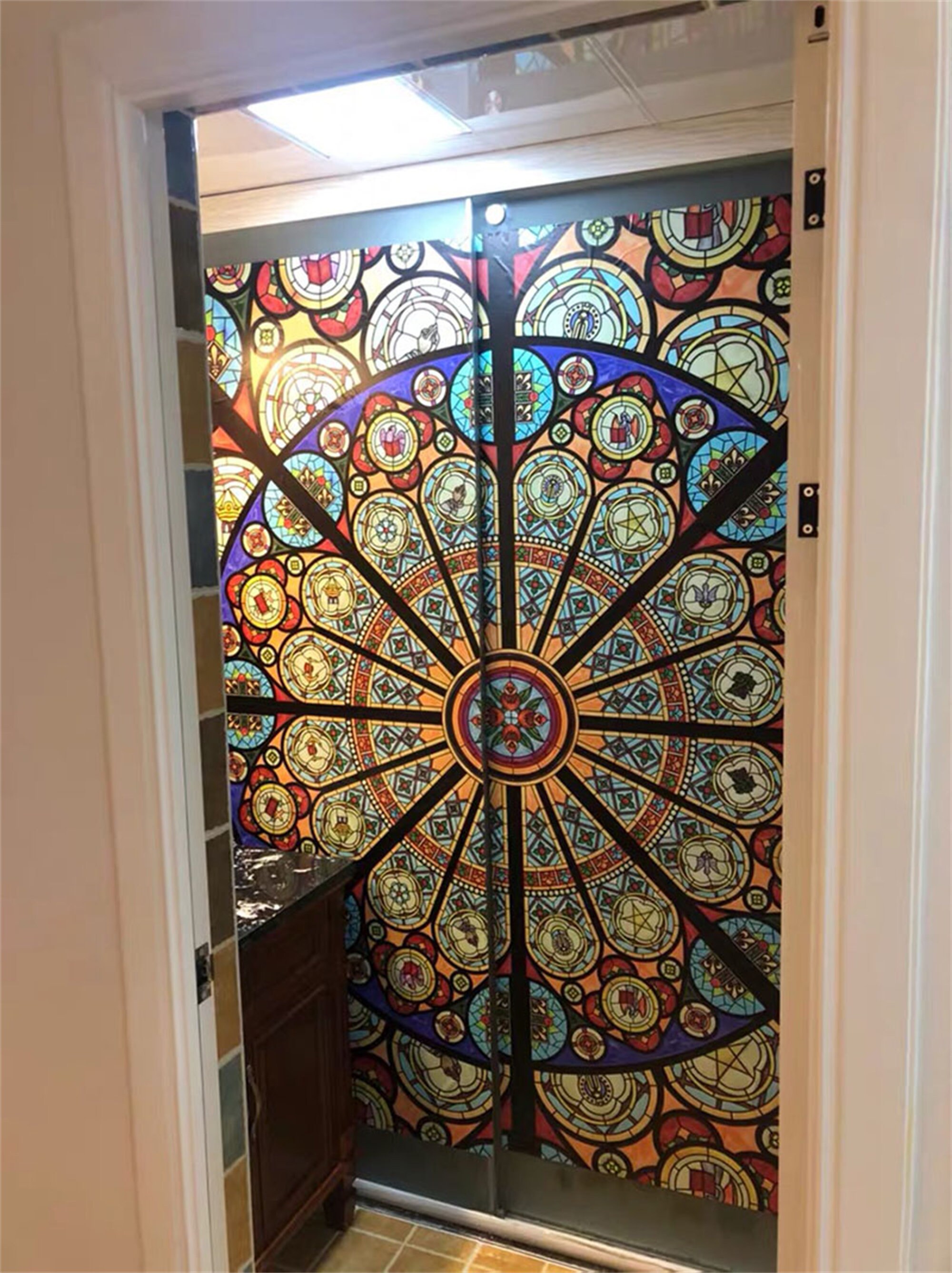 Custom Size Rose Stained Glass Window Films Frosted Privacy | Etsy