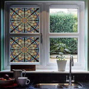 Custom Size Rose Stained Glass Window Films Frosted Privacy | Etsy