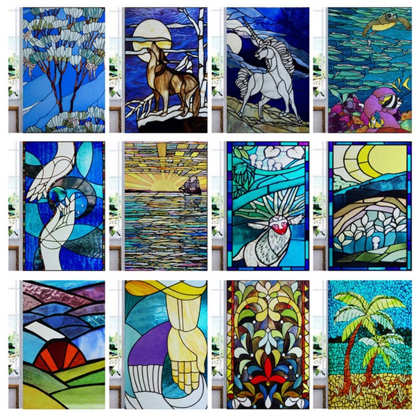 Window Film Frosted Stained Glass Films Privacy Static Cling Church ...