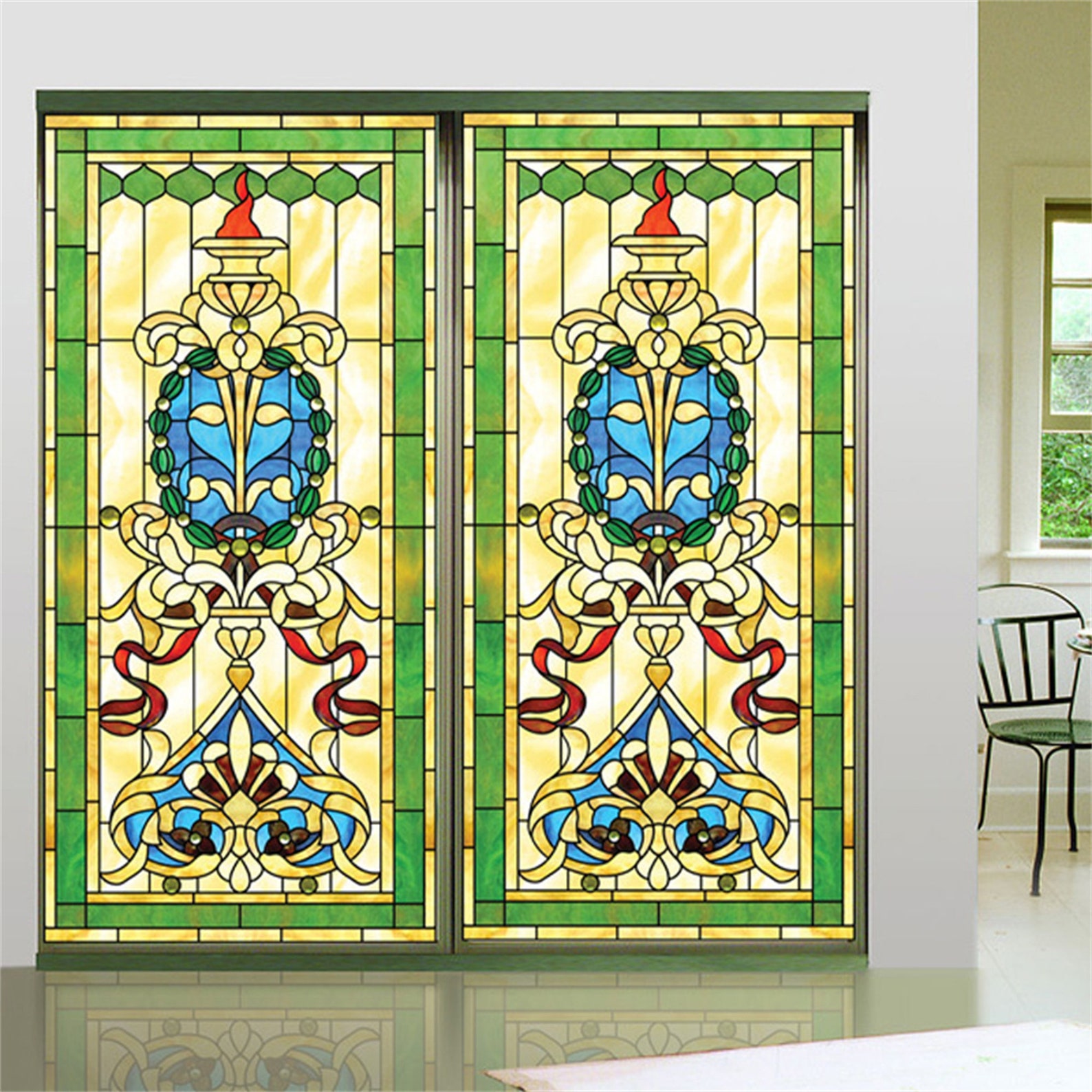 Church Colored Frosted Window Film Decorative Stained Glass Etsy