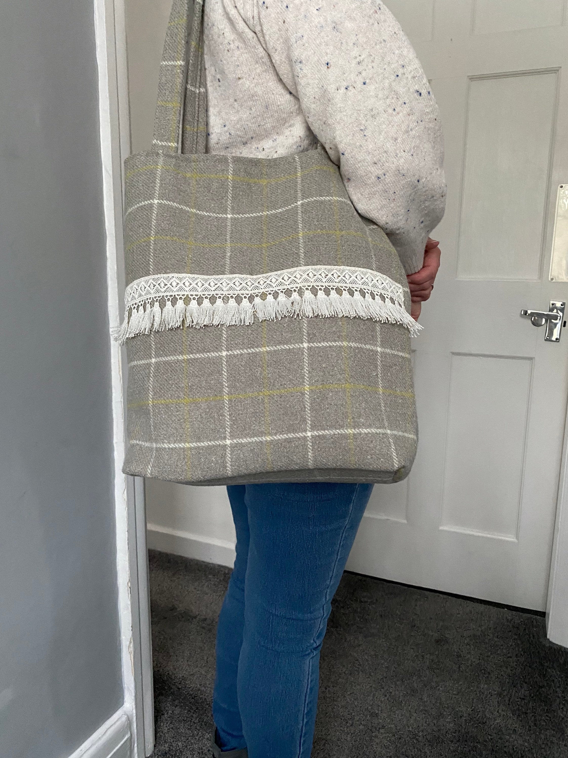 Tweed Shoulder Bag, Tweed Handbag, Tweed Tote Bag, Tweed Shopping Bag ...