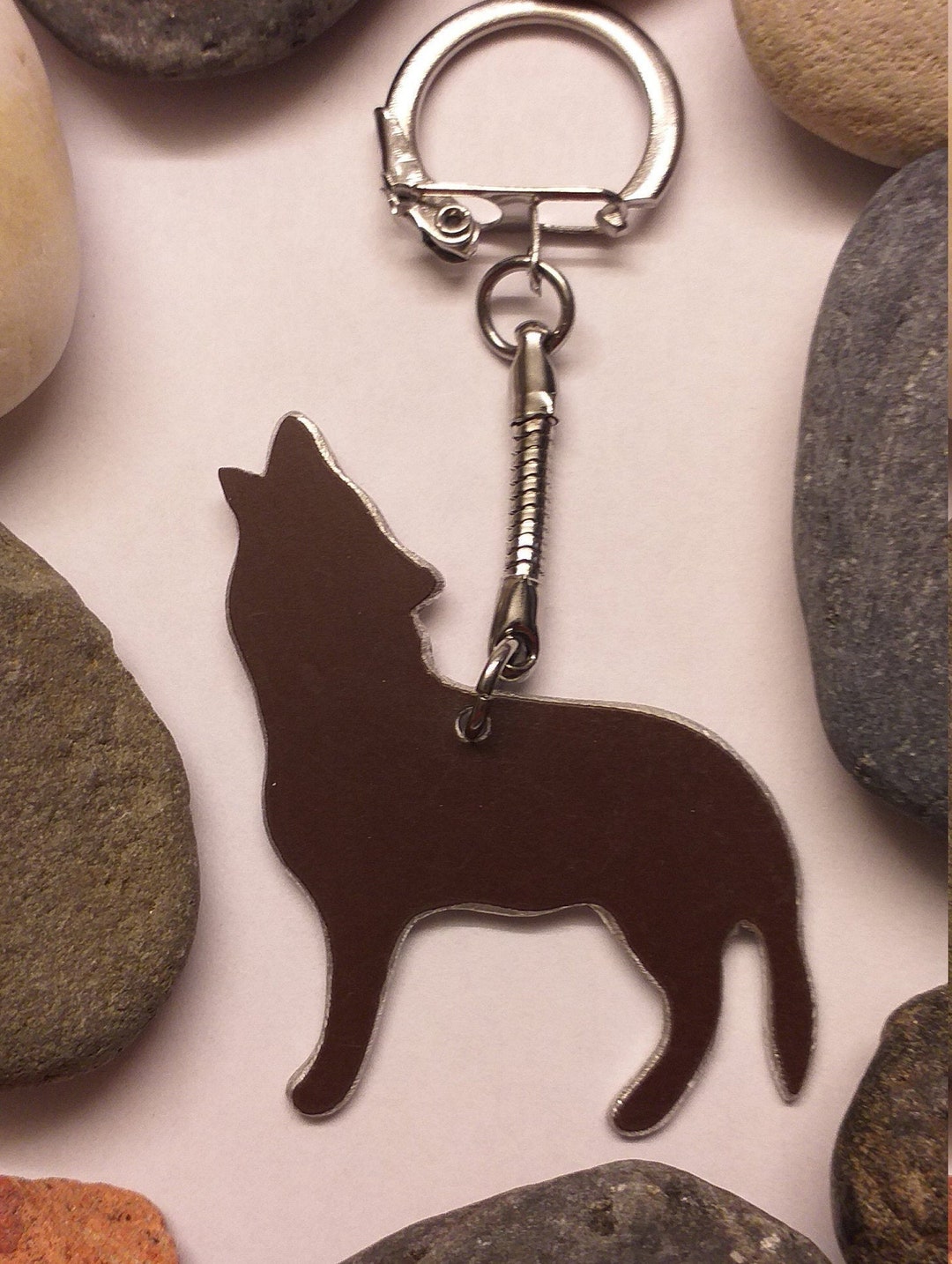 Recycled Aluminum Wolf Key Ring Cut and Engraved by Hand - Etsy