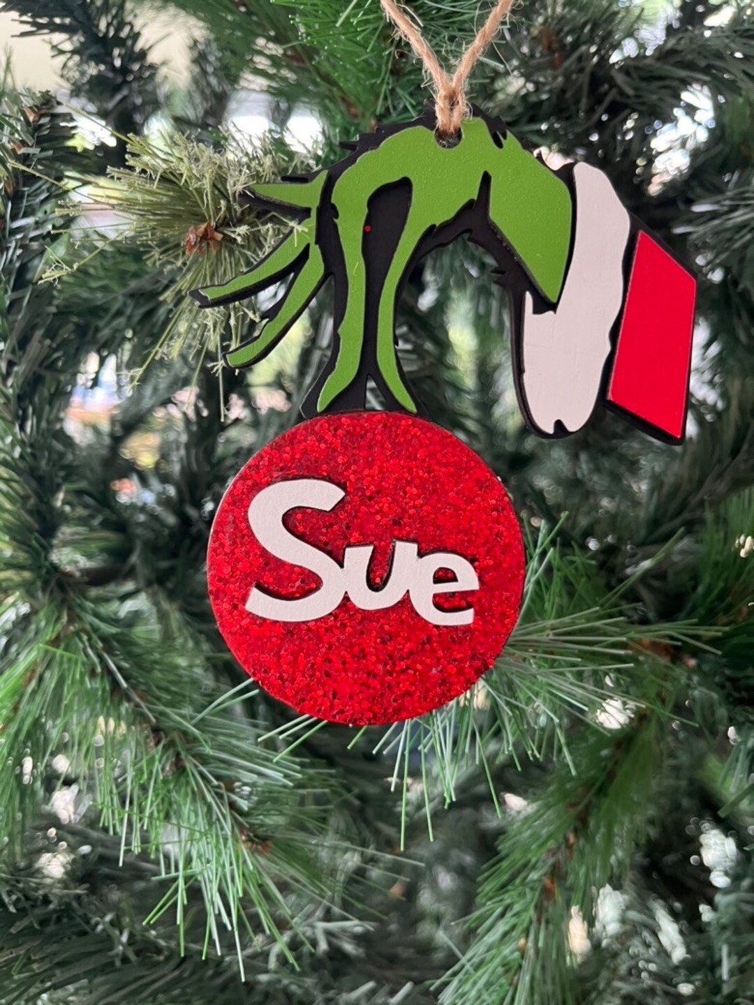 Personalised Grinch Hand Bauble Ornment-christmas Ornement-personalised ...