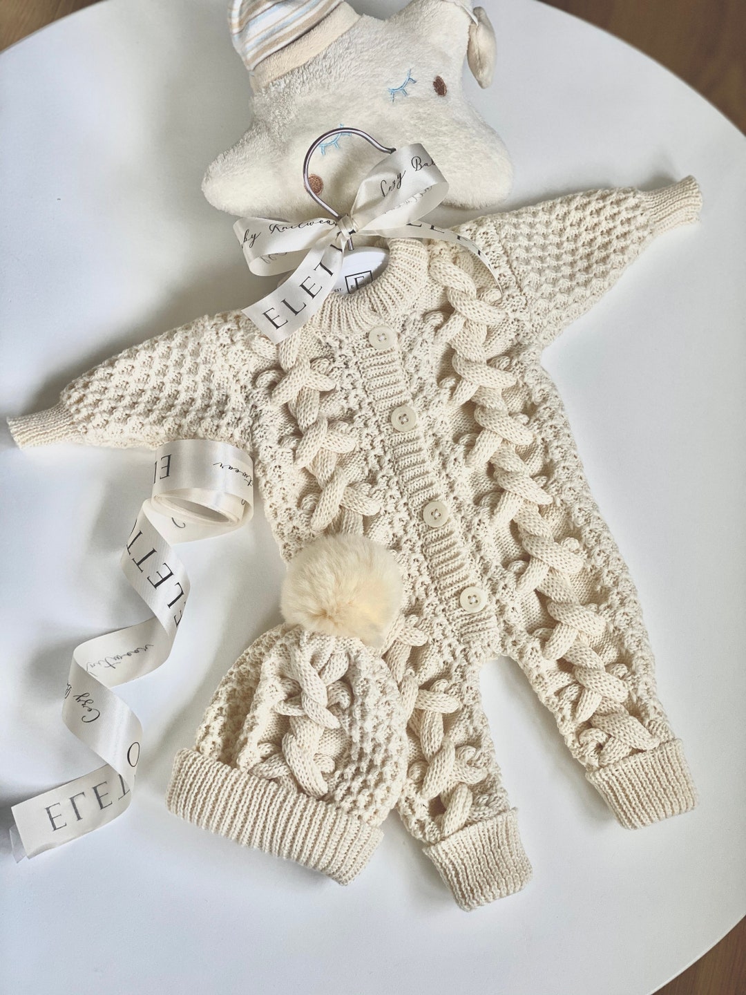 Newborn Romper - Baby Overall - Long Sleeve Romper - White Wool Romper ...