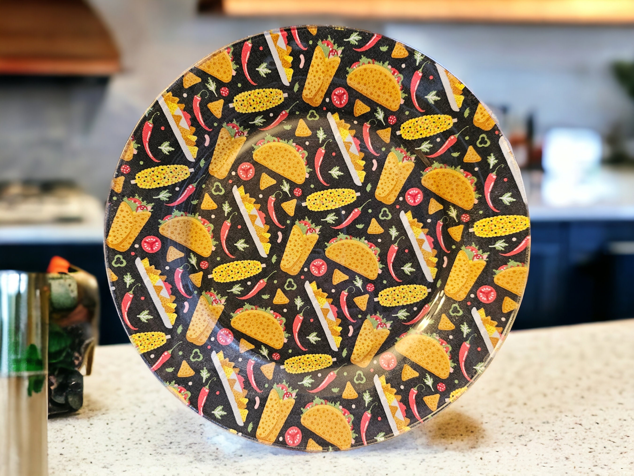 Repurposed Taco Glass Round Plate, Serving Plate, Dinner Plate, Serving ...