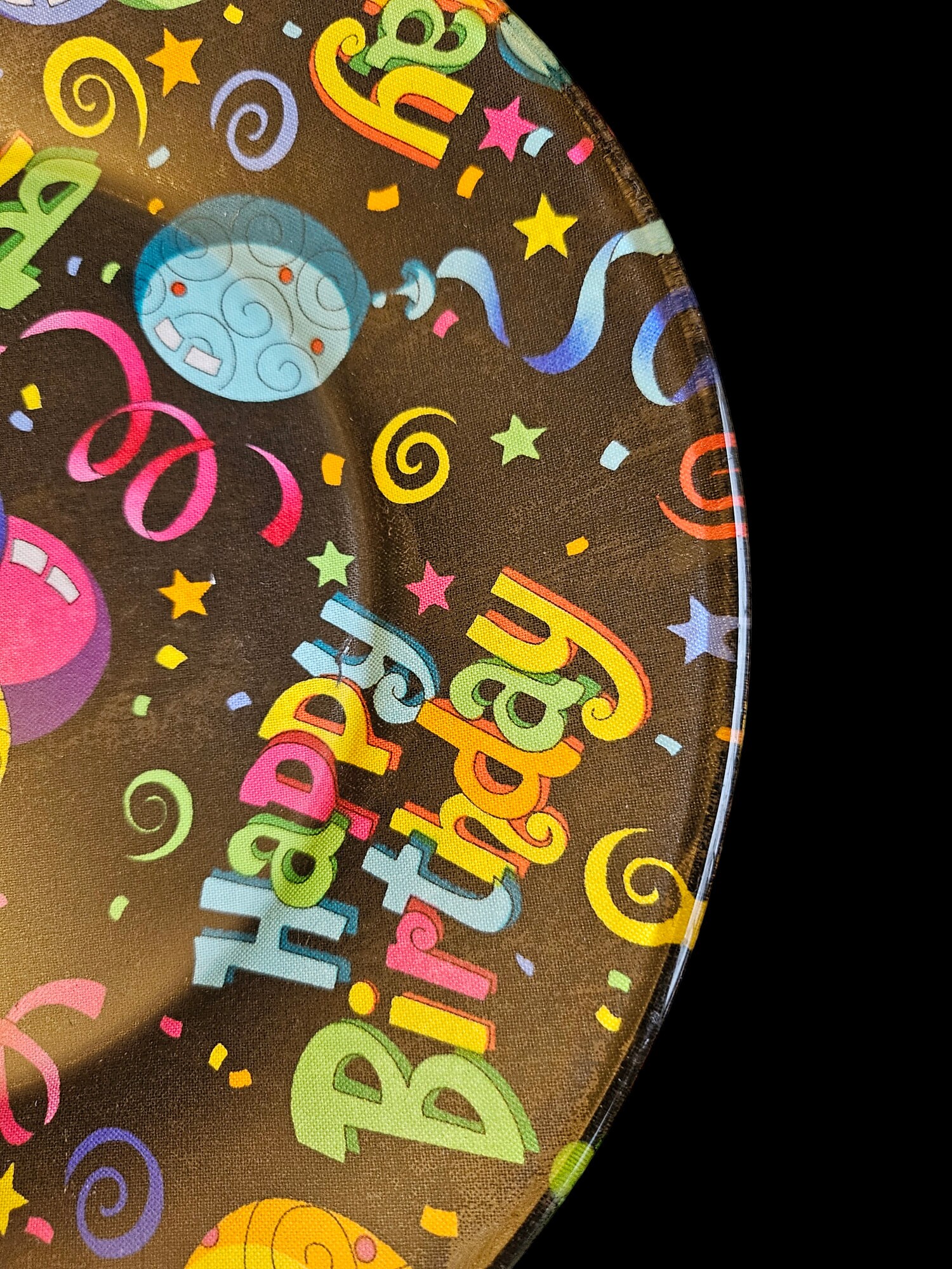 Happy Birthday Glass Plate, Balloons and Streamer, Glass Plate With ...