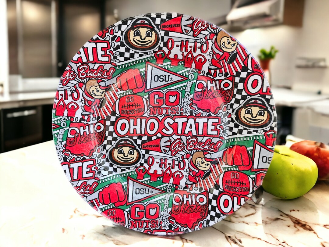 Ohio State Glass Serving Plate, OSU Plate, Dinner Plate, Housewarming ...