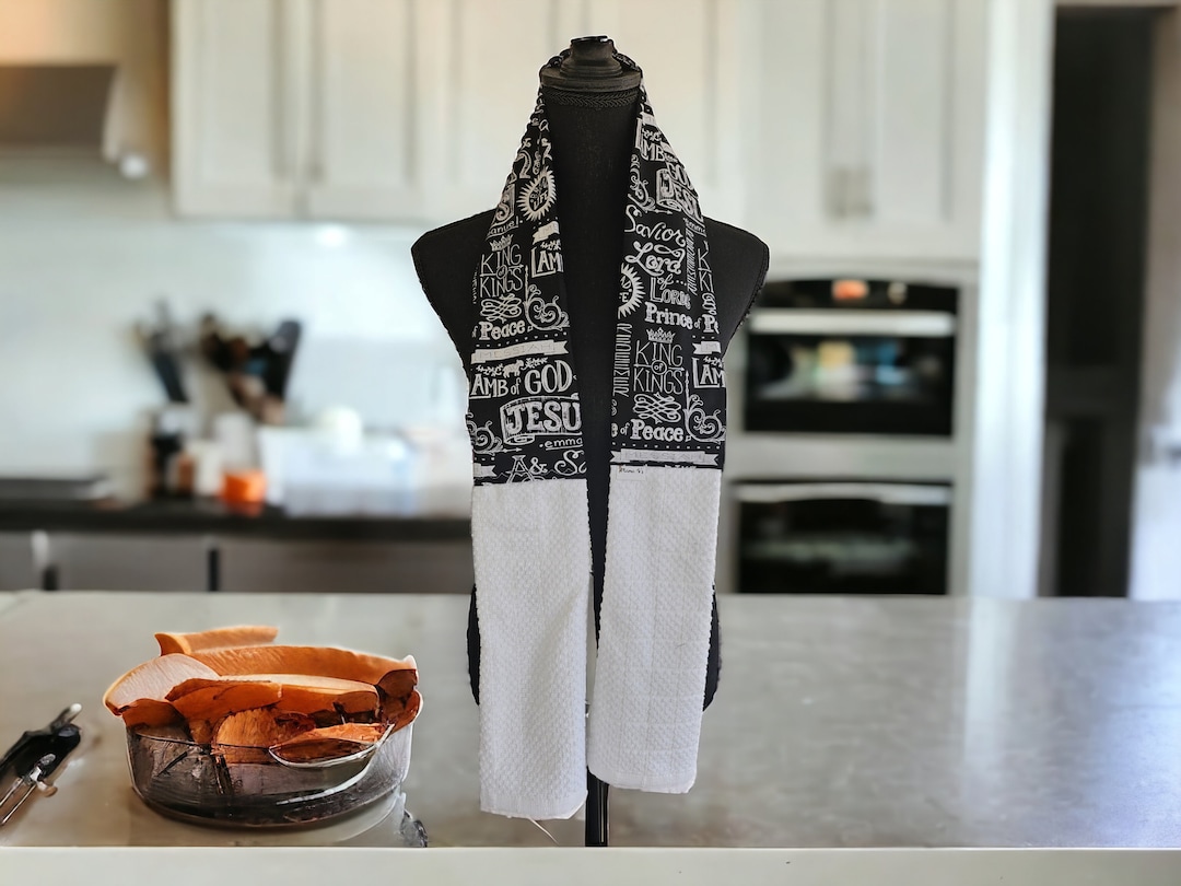 Religious Black and White Kitchen Boas, Scripture Boas, Kitchen Towel ...