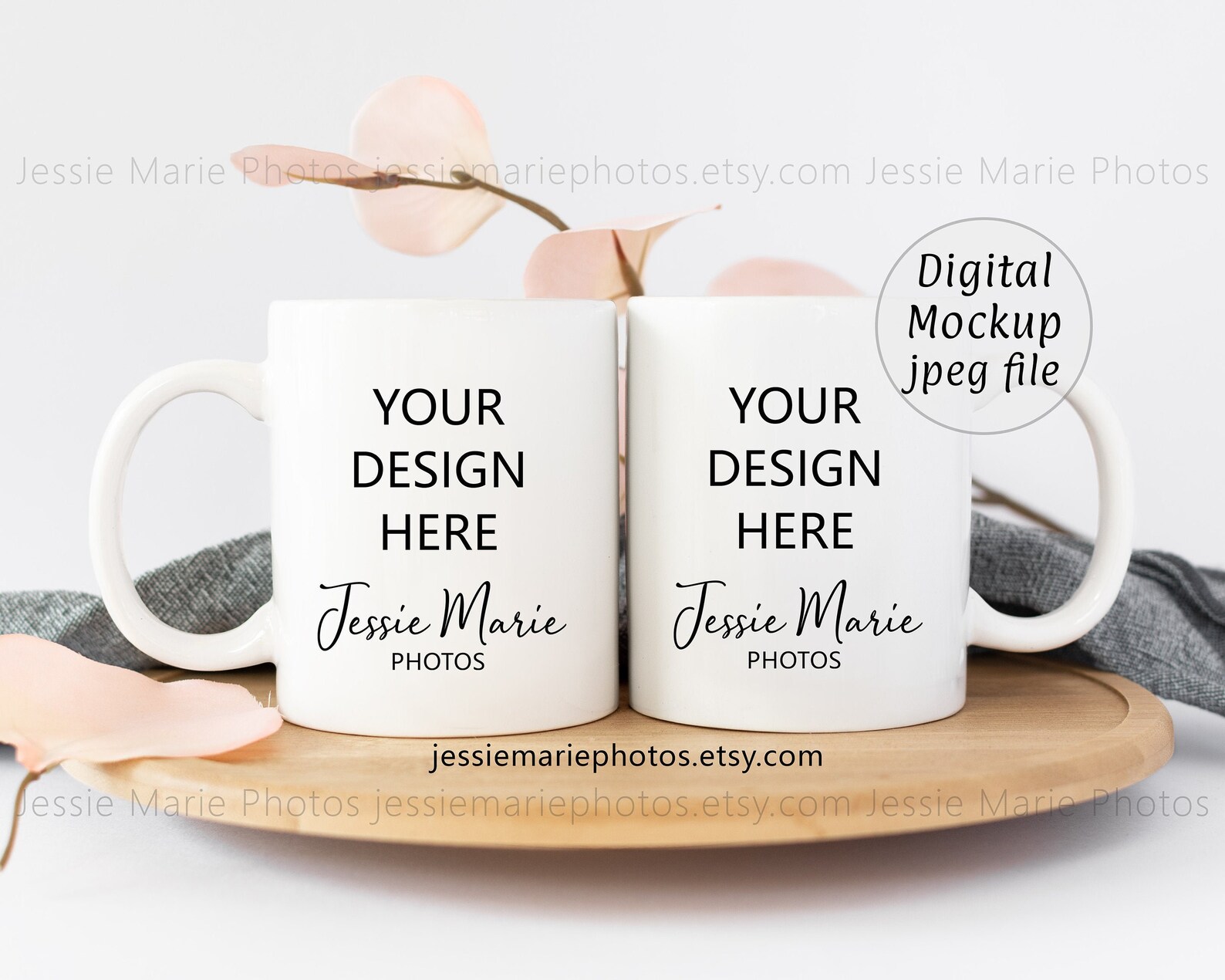 White mugs mockup 11oz pair blank double mug mock up front | Etsy
