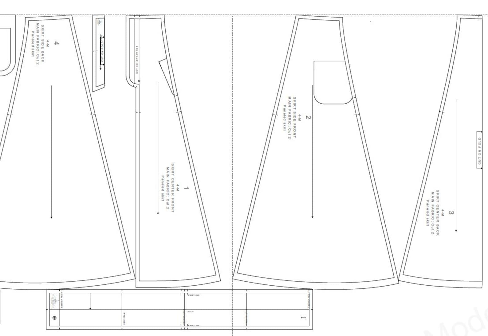 Midi Paneled Skirt Sewing Pattern: Flared Design, Plus Size (PDF ...