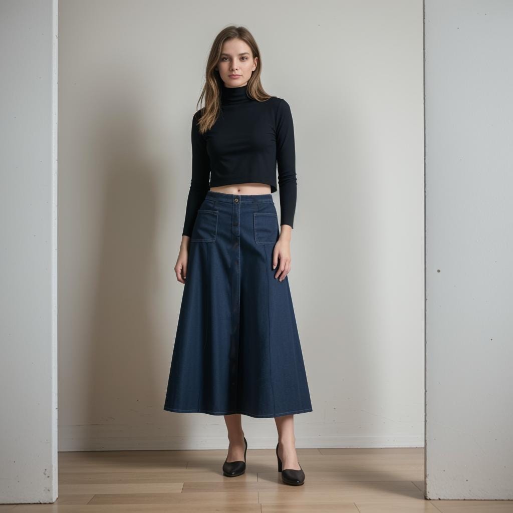Midi Paneled Skirt Sewing Pattern: Flared Design, Plus Size (PDF ...