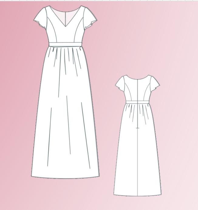 Flared Evening Gown Sewing Pattern: Bridal, Prom, Plus Size (XXS-10XL ...