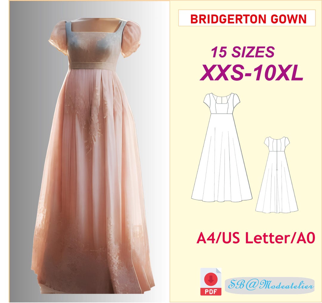 Bridgerton Dress Pattern/regency Dress/renaissance Dress Pattern ...