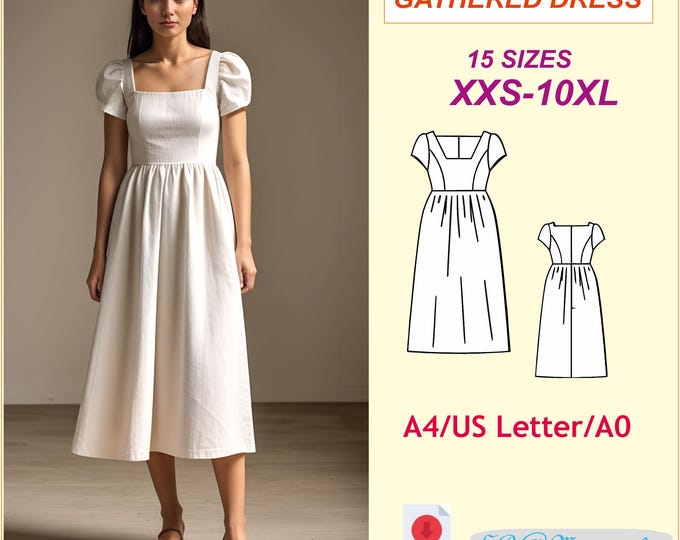 Women's Dress Sewing Pattern, Linen Dress PDF Pattern, Ruffle Babydoll ...