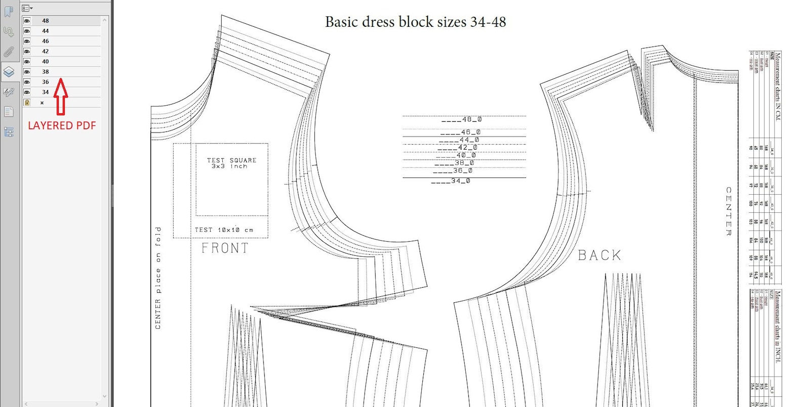 PDF Basic Dress Block Pattern 8 Sizes PDF Sewing Pattern basic Bodice ...