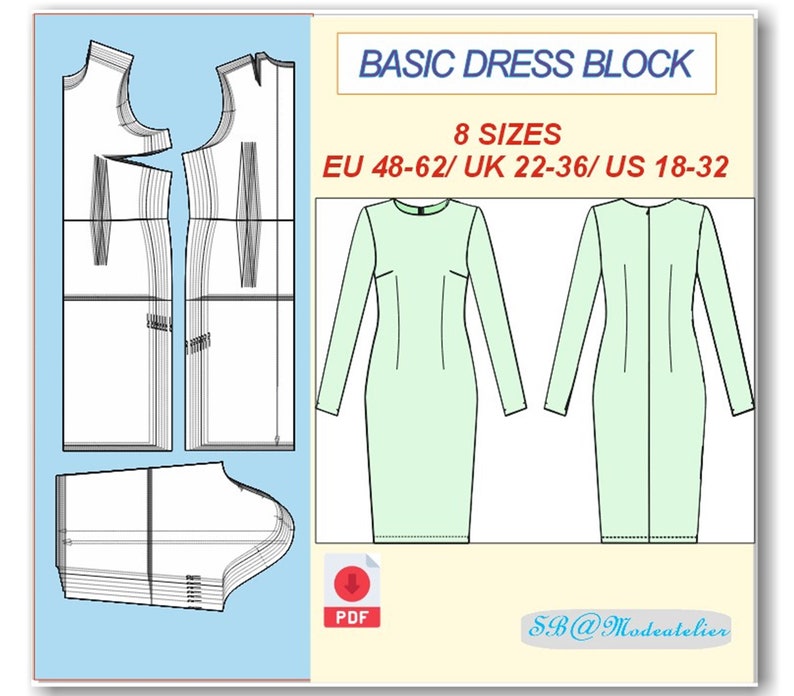 Basic Dress Block for Plus Sizes, Plus Size Sewing Pattern| Basic ...