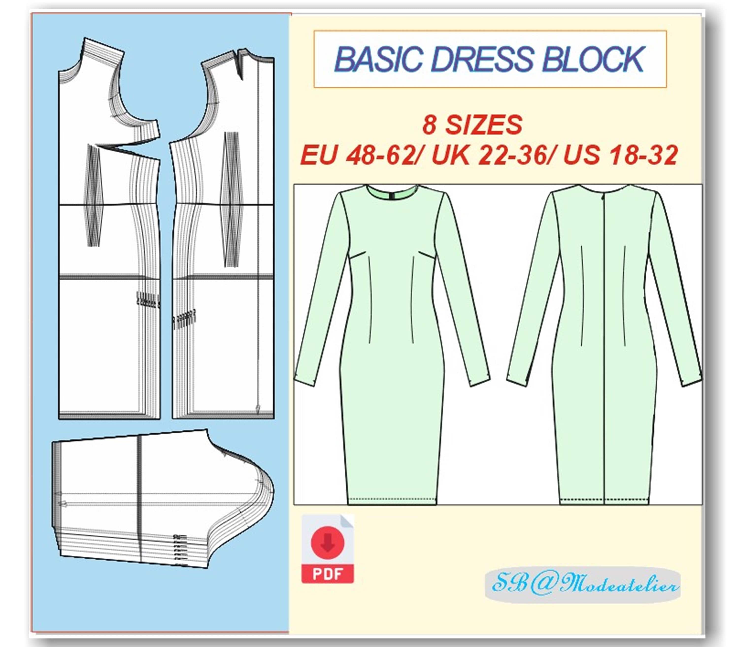 Basic Dress Block for Plus Sizes, Plus Size Sewing Pattern Basic Bodice ...
