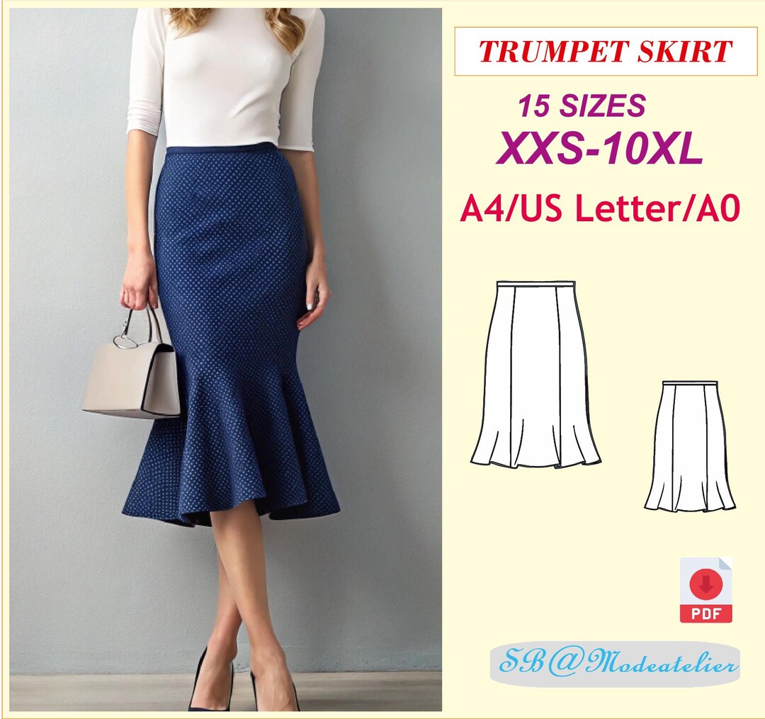 Trumpet Skirt Sewing Pattern/gored Skirt Pattern/summer Skirt Pattern/plus Size Skirt Pattern ...