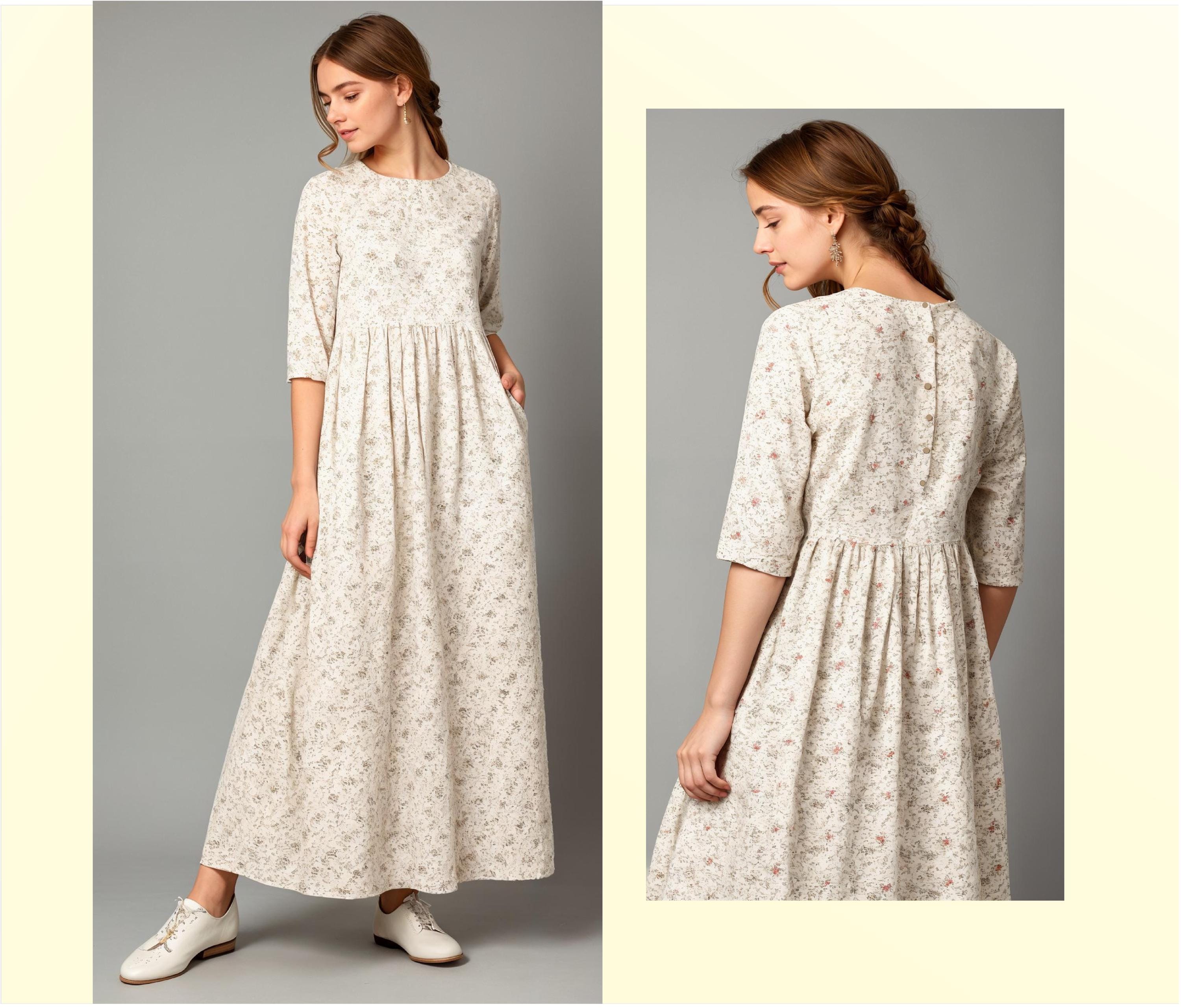 Cottagecore Dress Pattern: High Waist Linen Village Dress (XXS-10XL) - Etsy