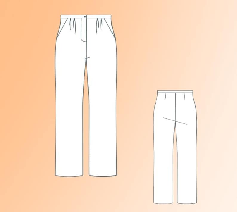 Straight Leg Pants Sewing Pattern: High-waisted Trousers (XXS-10XL ...